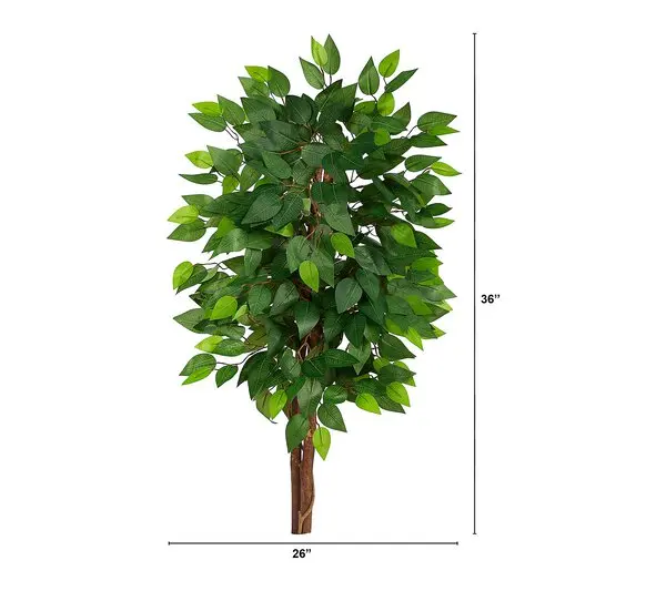 NEARLY NATURAL 3' Artificial Double Trunk Ficus Tree