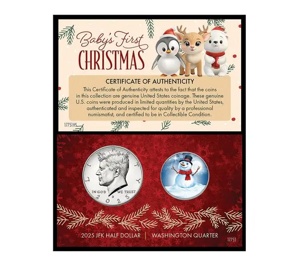 AMERICAN COIN TREASURES 2025 Baby's First Christmas Coin Card - One-color