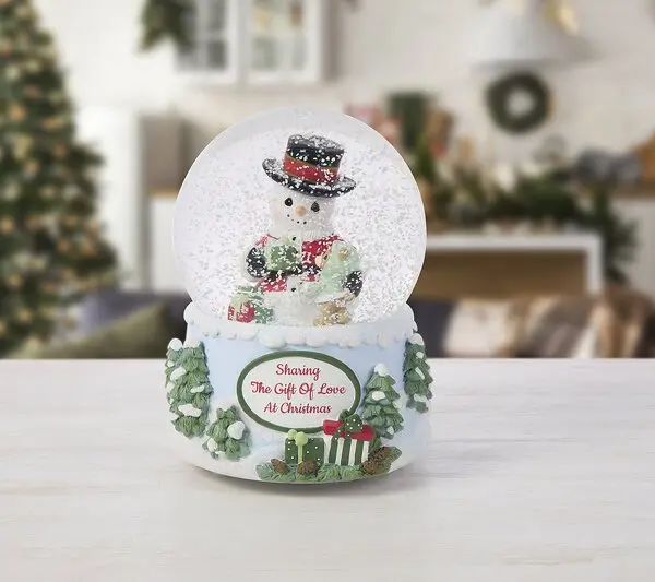 PRECIOUS MOMENTS Snowman Present Globe