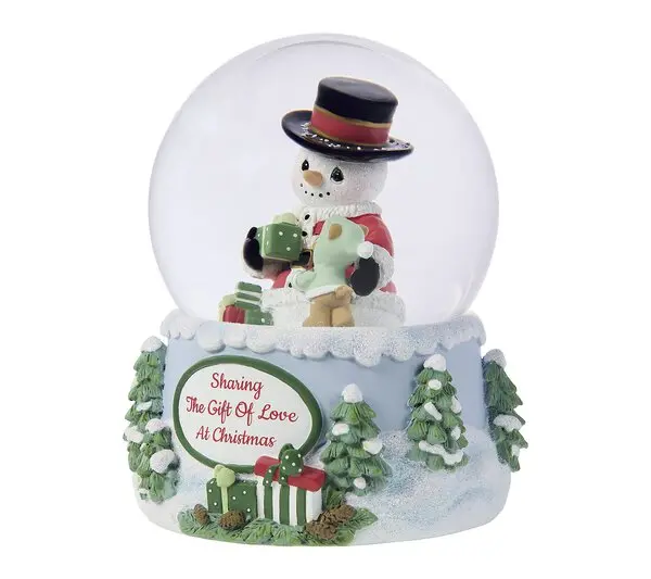 PRECIOUS MOMENTS Snowman Present Globe