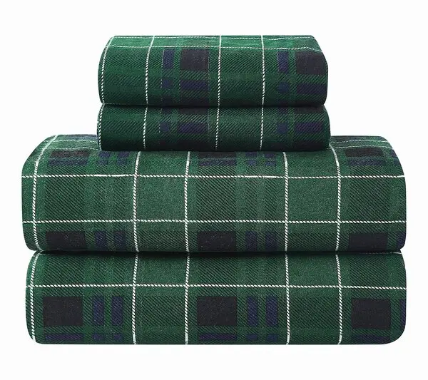 TRULY SOFT Tartan Plaid Queen Flannel Sheet Set