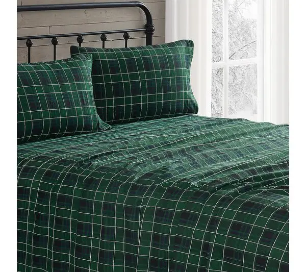 TRULY SOFT Tartan Plaid Full Flannel Sheet Set