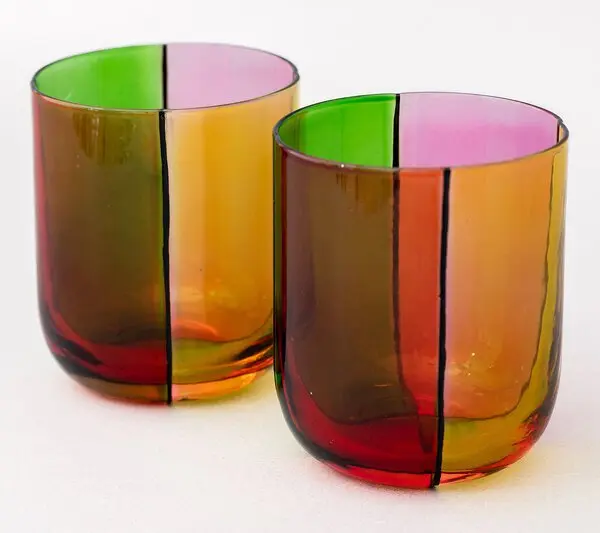 Ban.do Low Ball Glasses, Colorblock - One-color