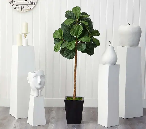 NEARLY NATURAL 4.5' Fiddle Leaf Artificial Tree No Pot