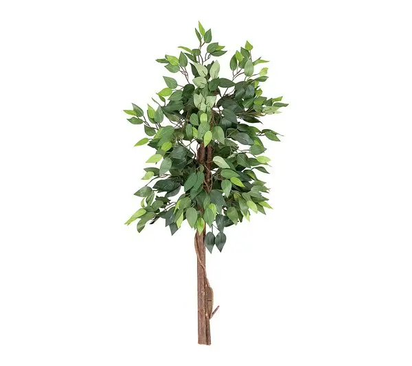 NEARLY NATURAL 4' Artificial Double Trunk Ficus Tree - One-color