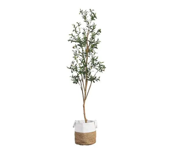 NEARLY NATURAL 7' Artificial Trunk Olive Tree - One-color