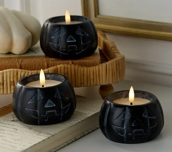 VALERIE PARR HILL As Is Set Of 3 Mini Pumpkin Luminaries Valerie - One-color