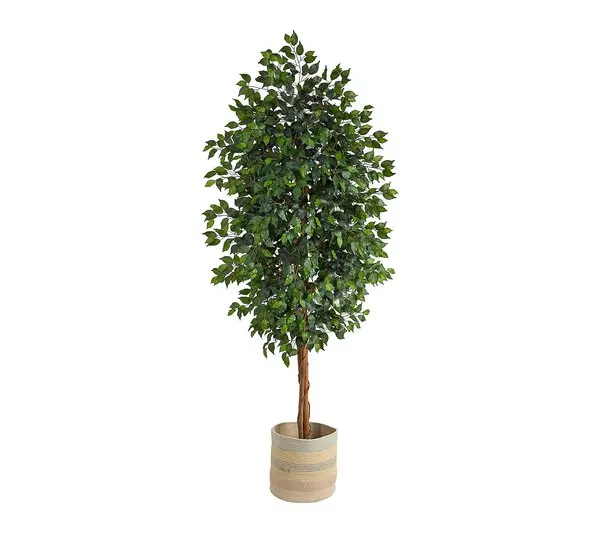 NEARLY NATURAL 8' Ficus Artificial Tree With Wo Ven Planter - One-color