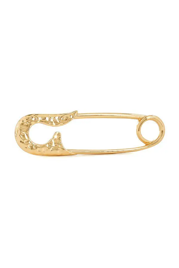 KENNETH JAY LANE Hammered Safety Pin Brooch - Gold