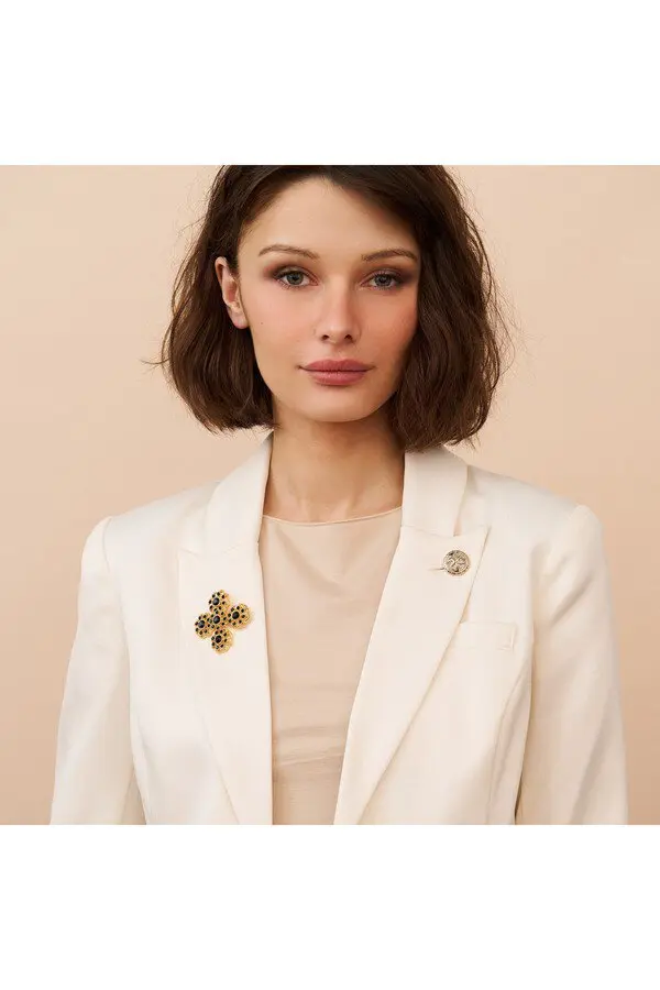 KENNETH JAY LANE Jet Flower Cluster Pin