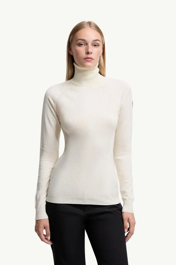Moncler Wool Blend Turtleneck Sweater - White