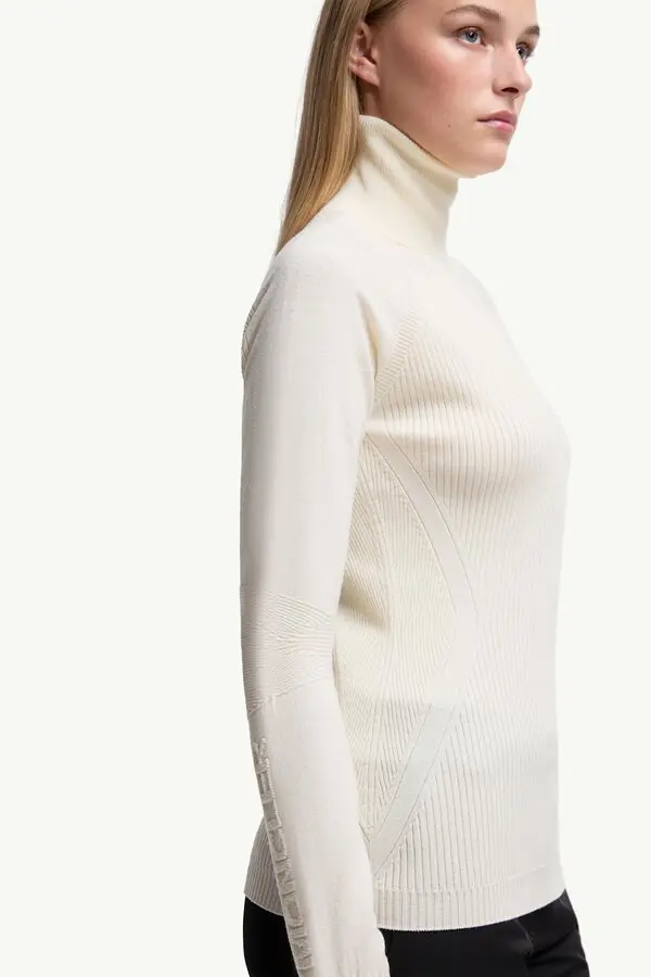 Moncler Wool Blend Turtleneck Sweater - White