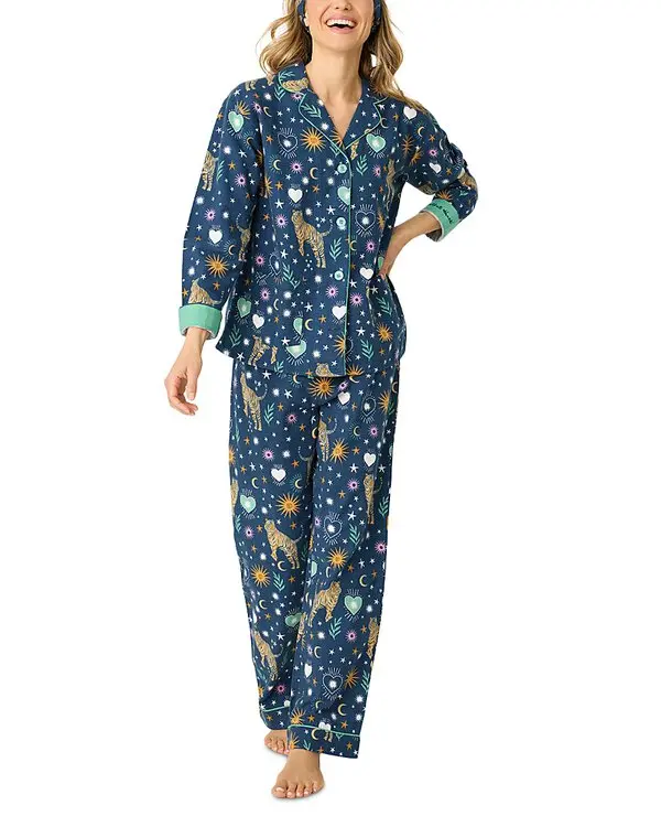 PJ Salvage Pj Savage Printed Flannel Pajama Set - Navy