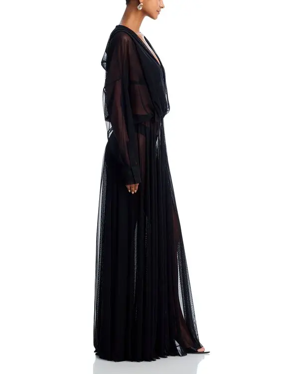 Norma Kamali Hooded Mesh Gown