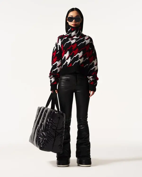 Perfect Moment Merino Wool Turtleneck Sweater - Houndstooth
