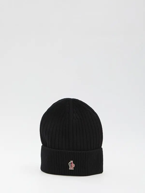 Moncler Knitted Virgin Wool Beanie - Black