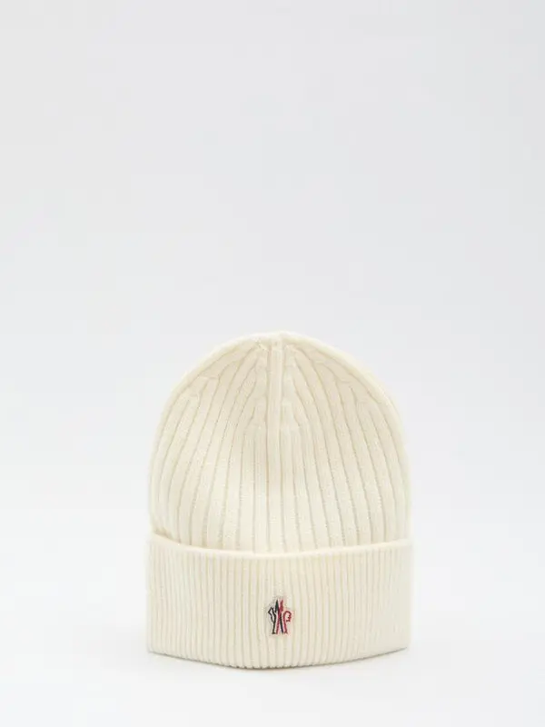 Moncler Knitted Virgin Wool Beanie - White