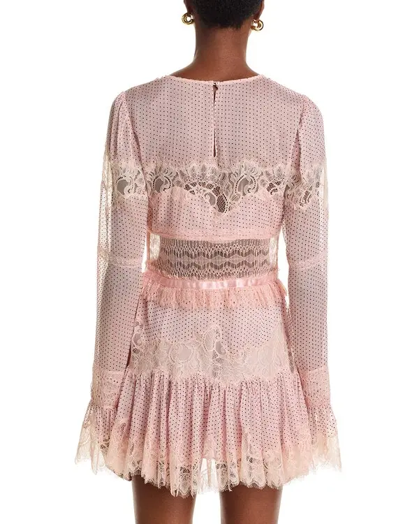 LoveShackFancy Lace Trim Mini Dress