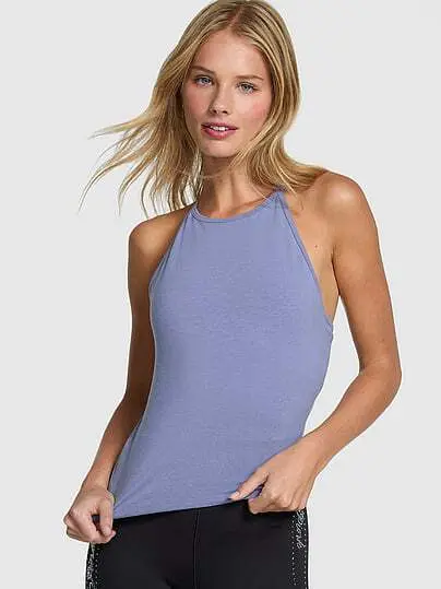 Pink All-day Cotton™ High-neck Tank - Blue