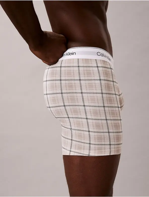 Calvin Klein Icon Cotton Stretch Holiday Boxer Brief - Dunn Plaid Chalk