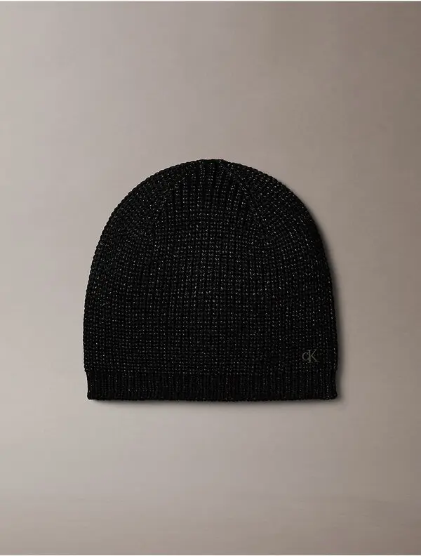 Calvin Klein Metallic Knit Beanie - Black
