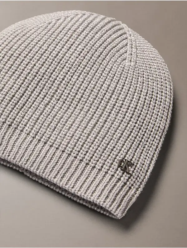 Calvin Klein Metallic Knit Beanie - Grey
