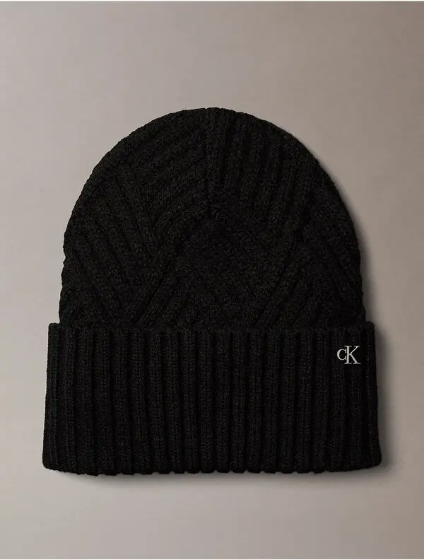 Calvin Klein Cable Knit Beanie - Black