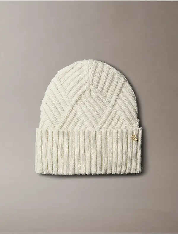 Calvin Klein Cable Knit Beanie - Cream Color