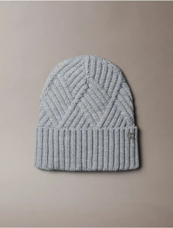 Calvin Klein Cable Knit Beanie - Grey
