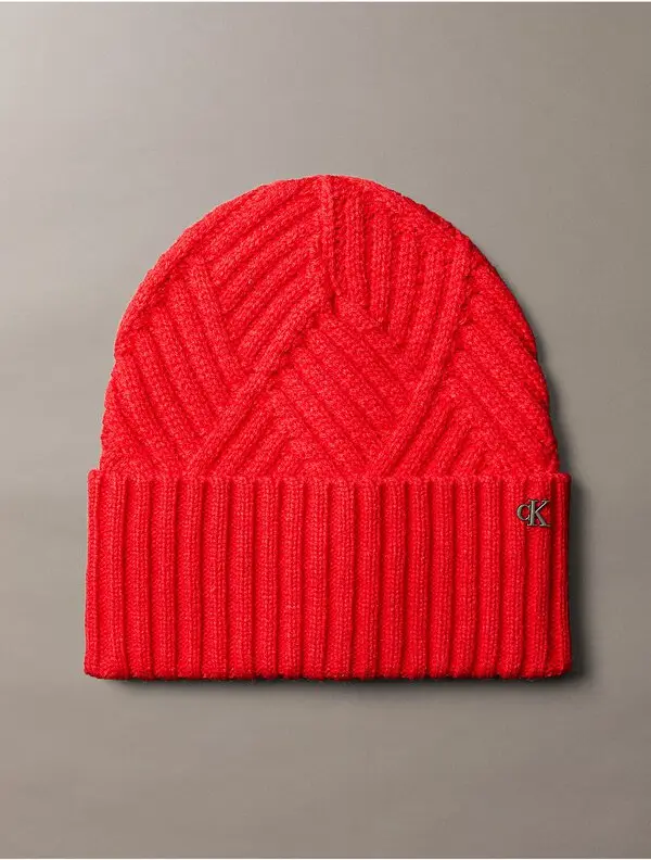 Calvin Klein Cable Knit Beanie - Red