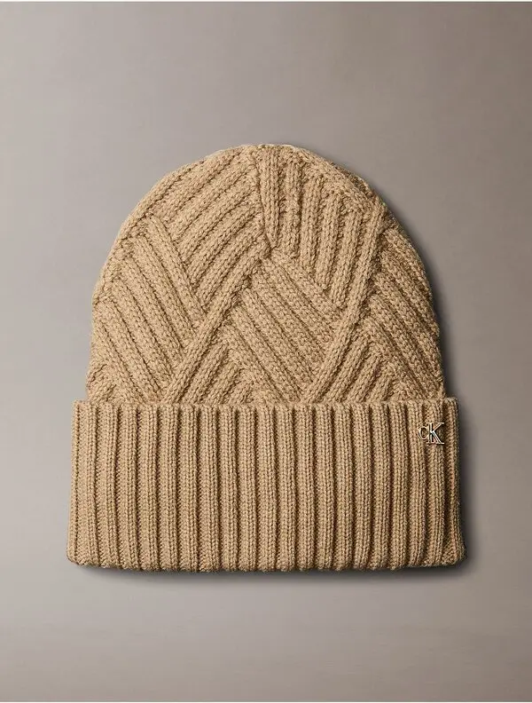 Calvin Klein Cable Knit Beanie - Timeless Camel