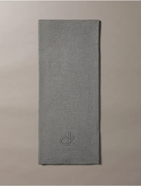Calvin Klein Embossed Logo Scarf - Medium Grey Heather