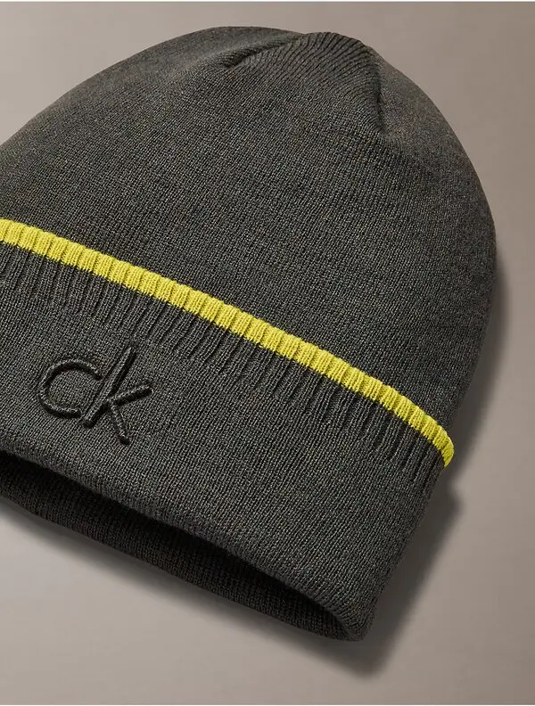 Calvin Klein Embossed Logo Tipped Beanie - Gunmetal Heather