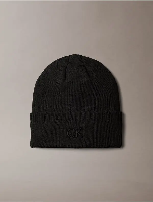 Calvin Klein Embossed Logo Beanie - Black