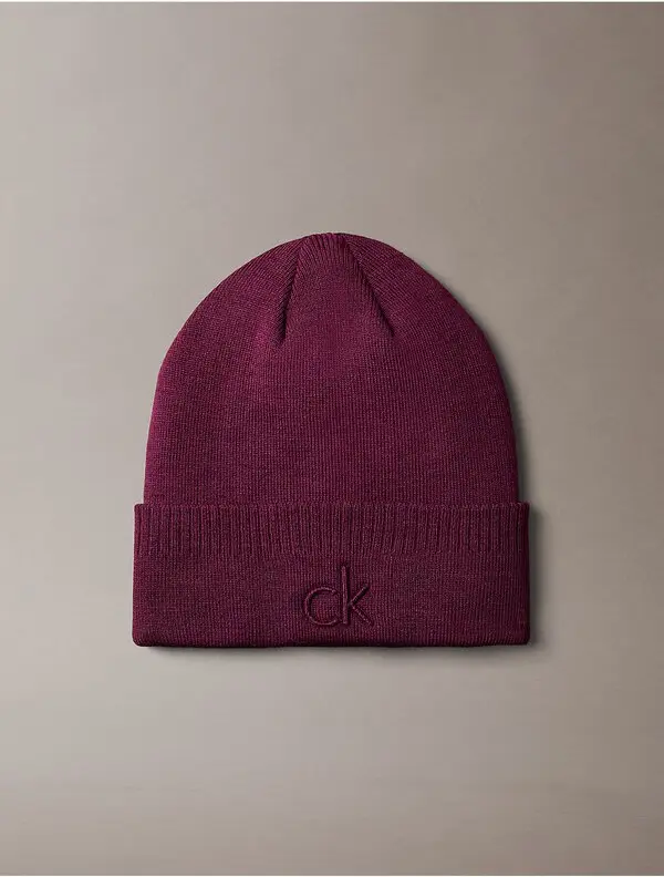 Calvin Klein Embossed Logo Beanie - Hot Berry