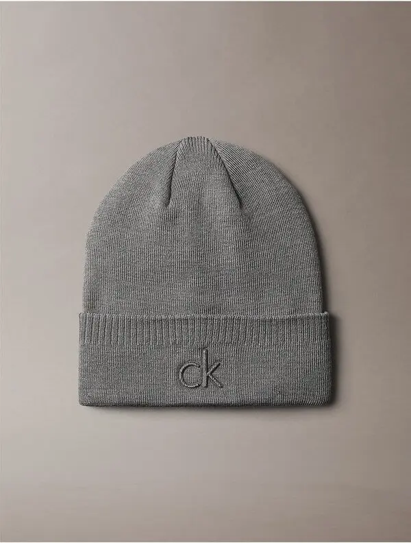 Calvin Klein Embossed Logo Beanie - Medium Grey Heather
