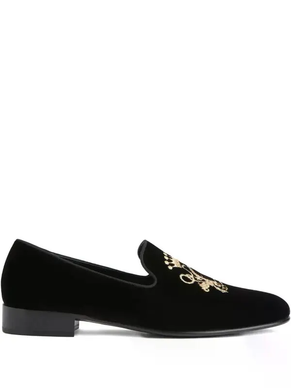 GIUSEPPE ZANOTTI Terence Embroidered Loafers - Black