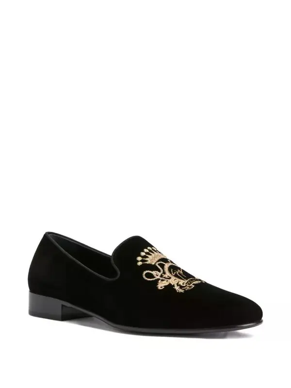 GIUSEPPE ZANOTTI Terence Embroidered Loafers - Black