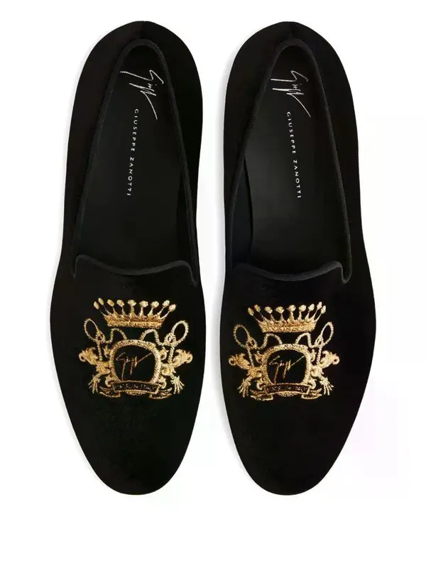 GIUSEPPE ZANOTTI Terence Embroidered Loafers - Black