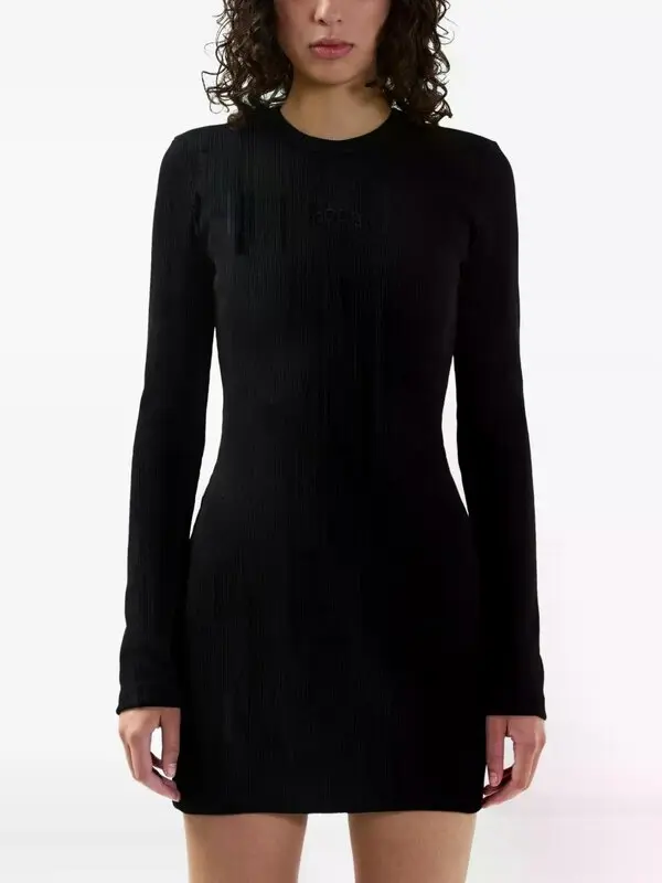 Gcds Logo Ribbed Knit Mini Dress - Black
