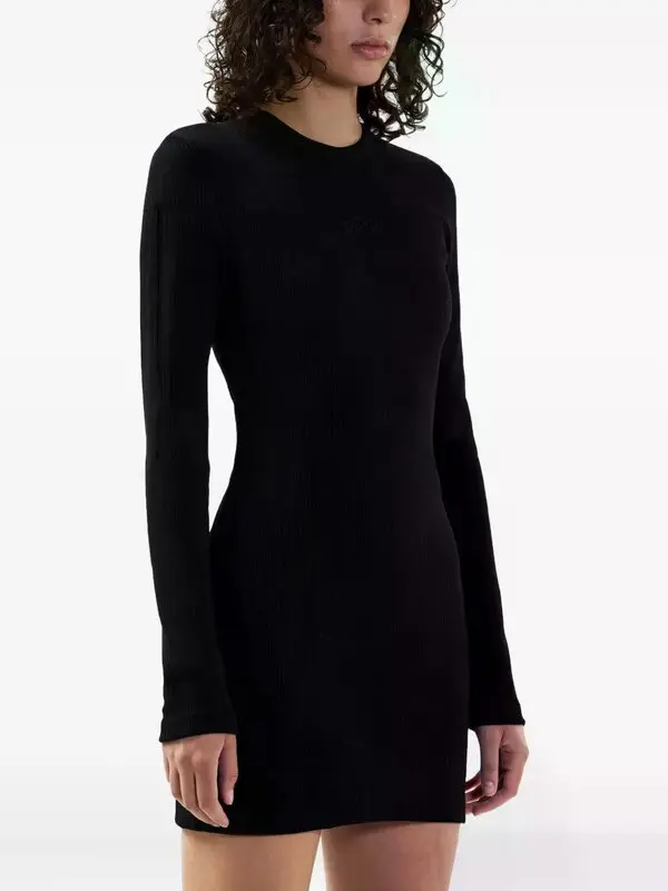 Gcds Logo Ribbed Knit Mini Dress - Black