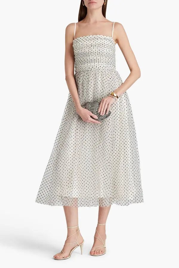 Zimmermann Strapless Flocked Tulle Midi Dress
