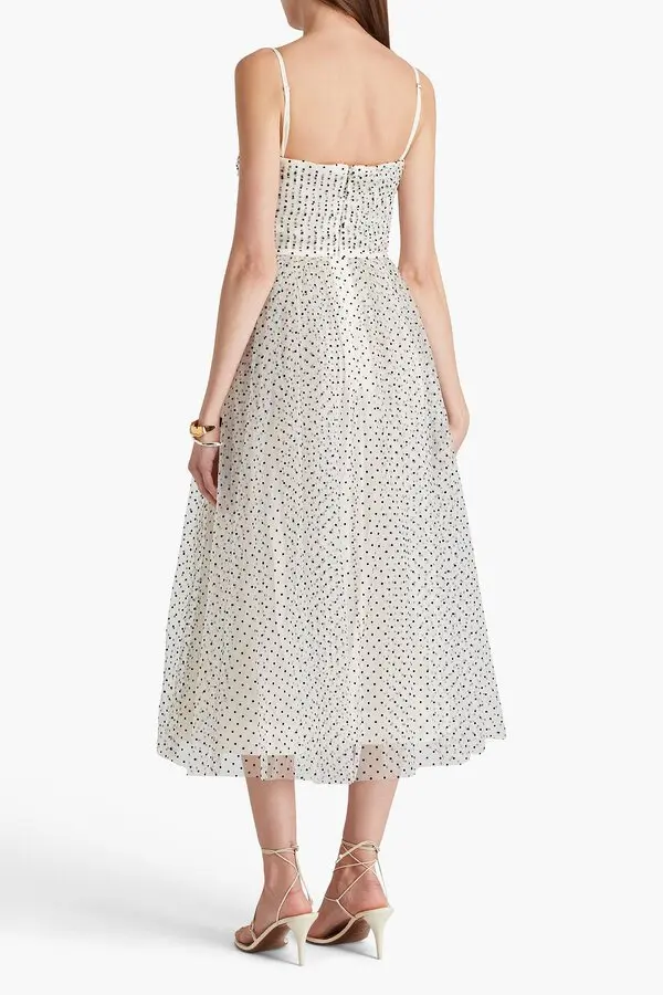Zimmermann Strapless Flocked Tulle Midi Dress