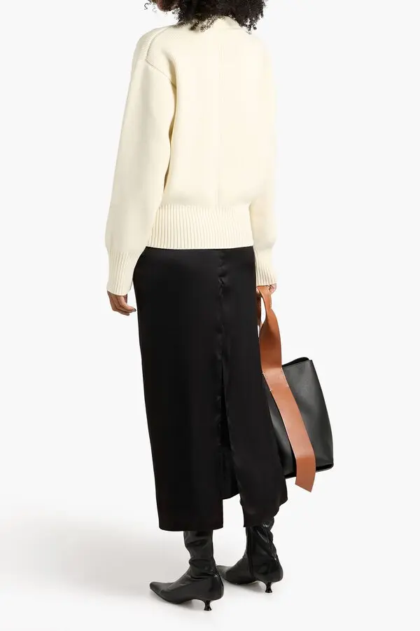 Veronica De Piante Bianca Washed-silk Midi Skirt