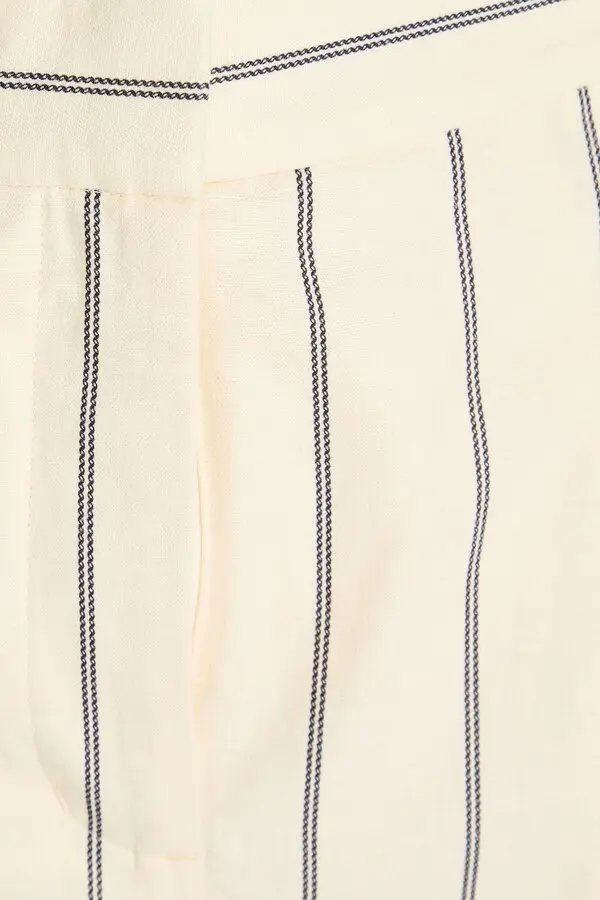 Zimmermann Pleated Pinstriped Tapered Linen-blend Pants