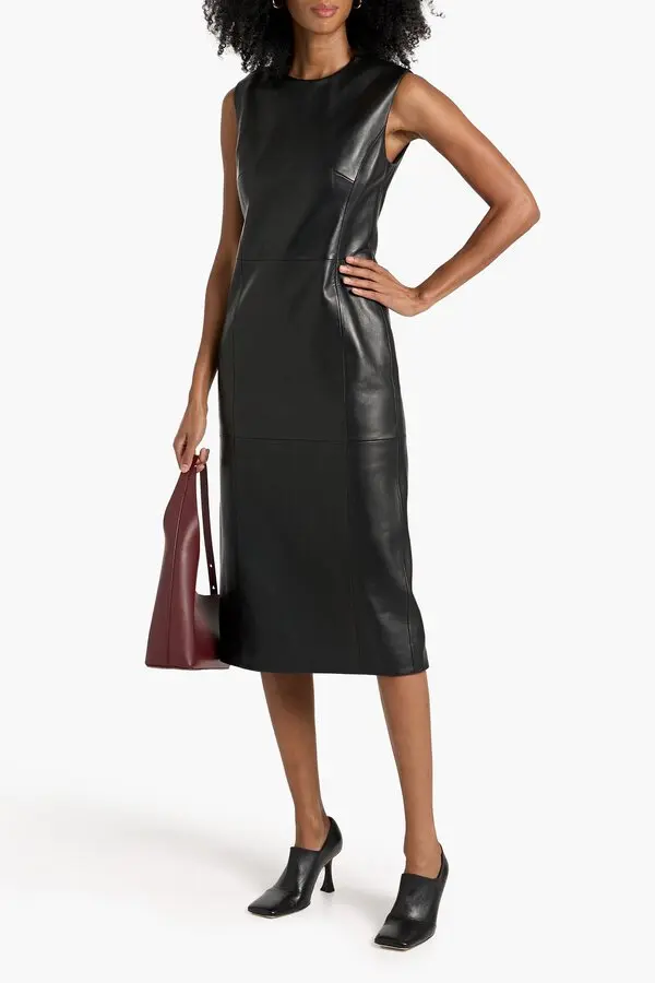 Veronica De Piante Grace Leather Midi Dress