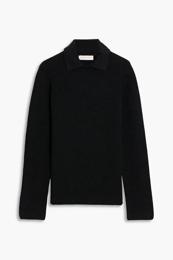 Veronica De Piante Estella Ribbed Wool Polo Sweater
