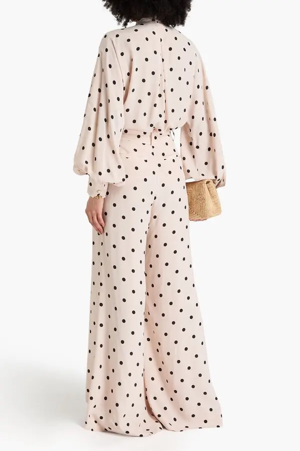 Zimmermann Polka Dot Crepe De Chine Pussy-bow Blouse - Blush