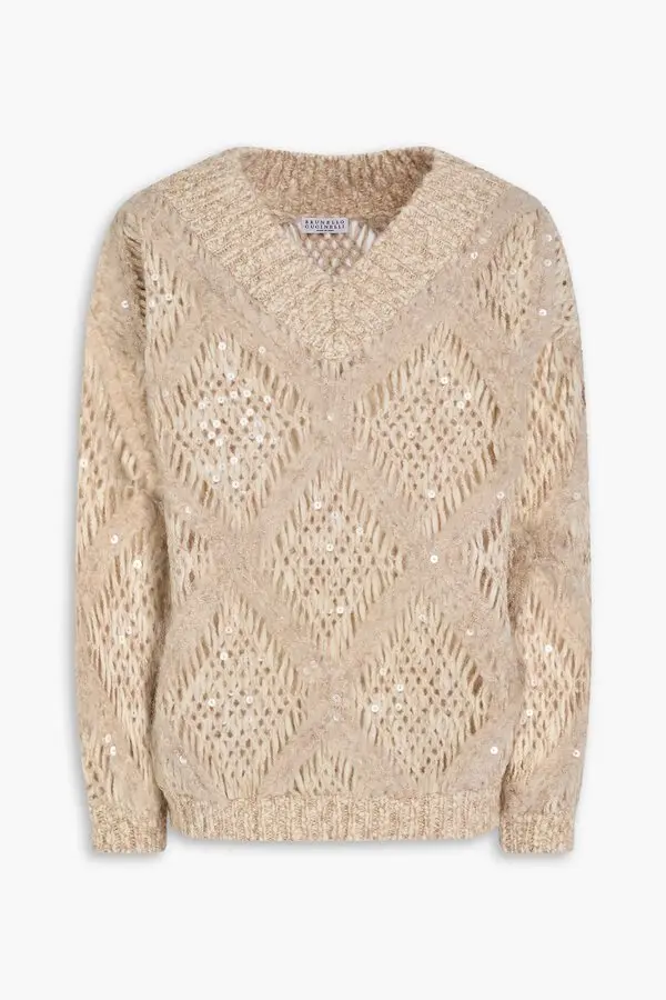 Brunello Cucinelli Sequin-embellished Wool-blend Sweater