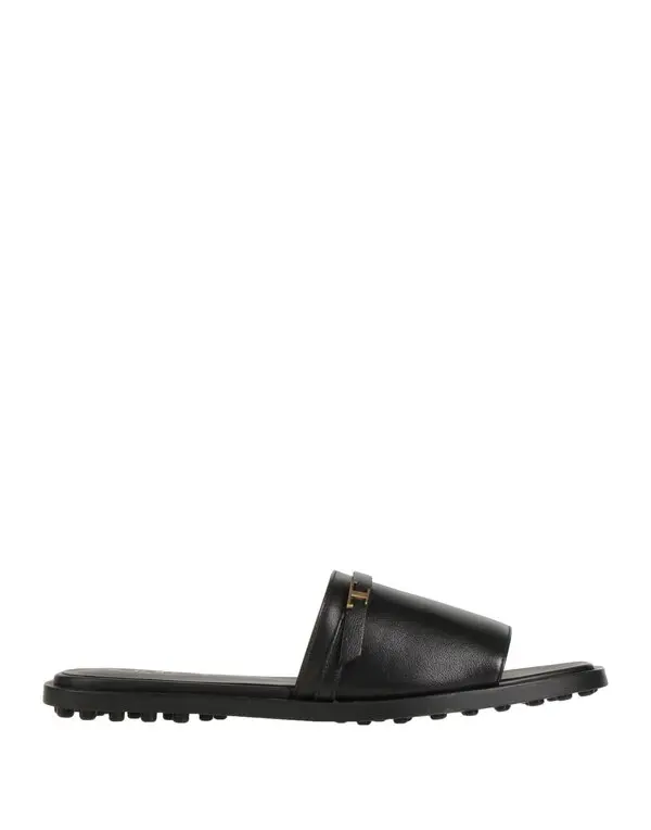 TOD'S Leather Slide Sandals With Brand Logo Detail